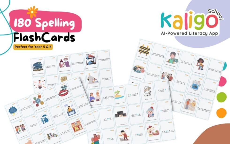 download free printable Year 5 and 6 Spelling Flashcards