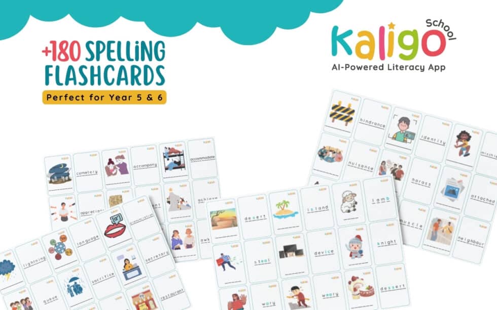 download free printable Year 5 and 6 Spelling Flashcards